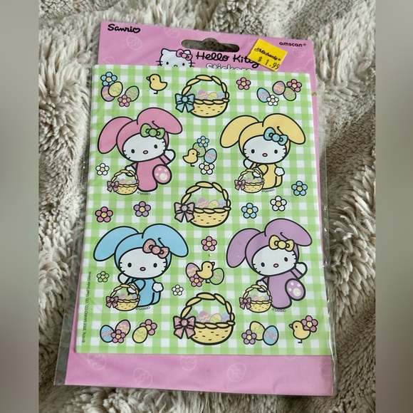 Sanrio | Other | Sanrio Hello Kitty Bunny Pattern Stickers Glittered ...
